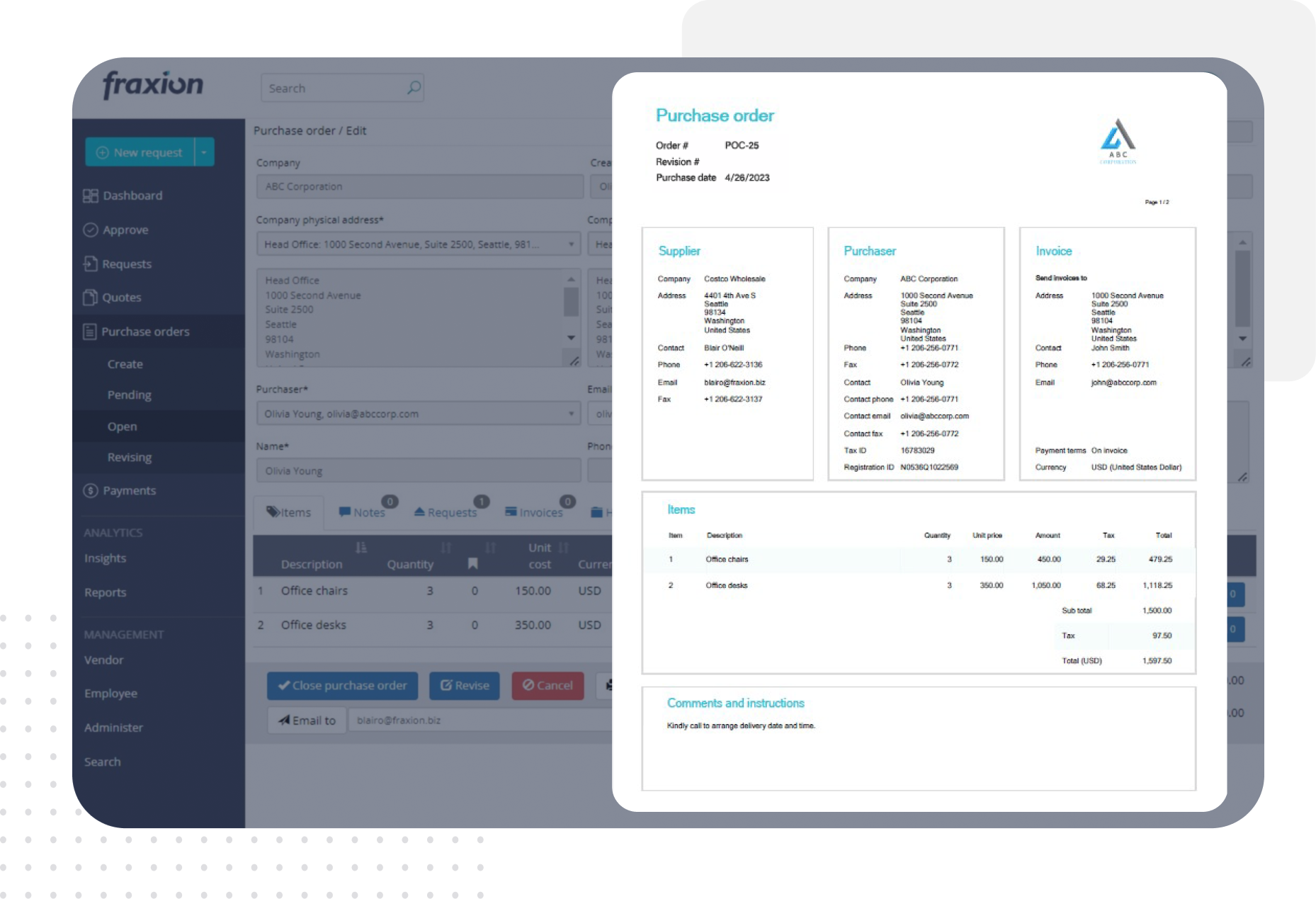 Purchase Order Software | Fraxion